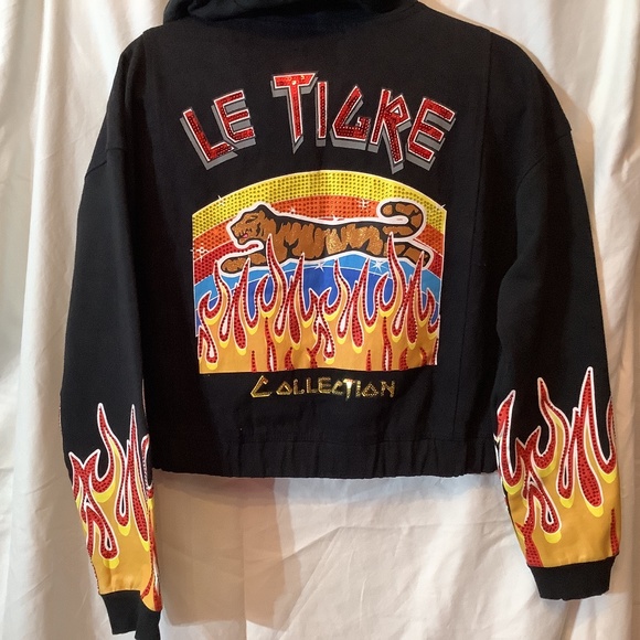 Le Tigre | Jackets & Coats | Euc Le Tiger Thea Black Denim Jacket ...